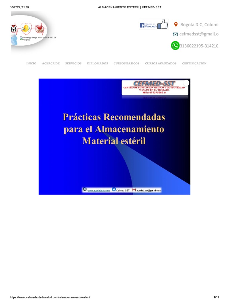 Almacenamiento Estéril en CEFMED-SST | PDF