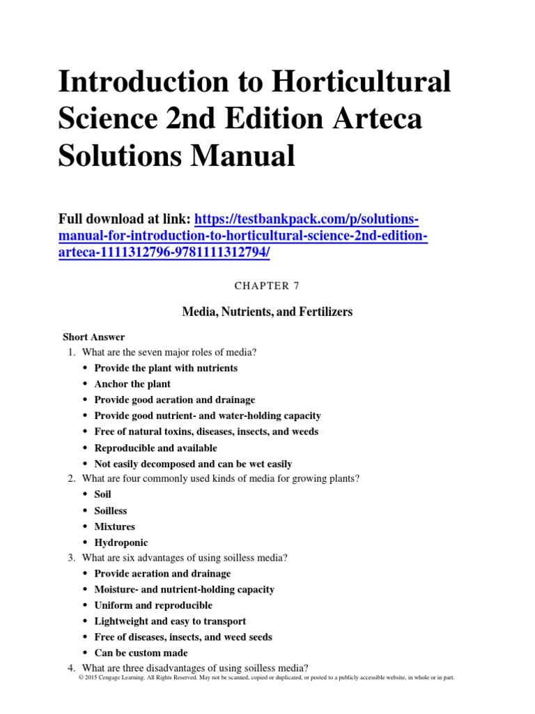Introduction To Horticultural Science 2nd Edition Arteca Solutions ...