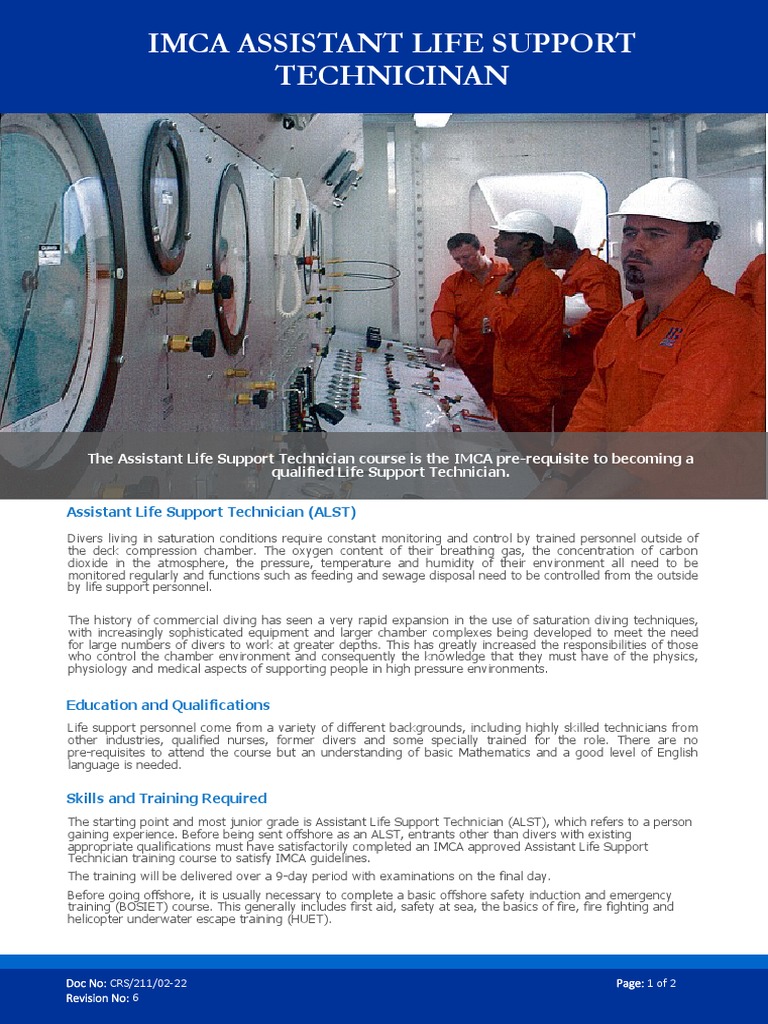 211 IMCA - ALST Course Flyer | PDF | Underwater Diving | Swimming