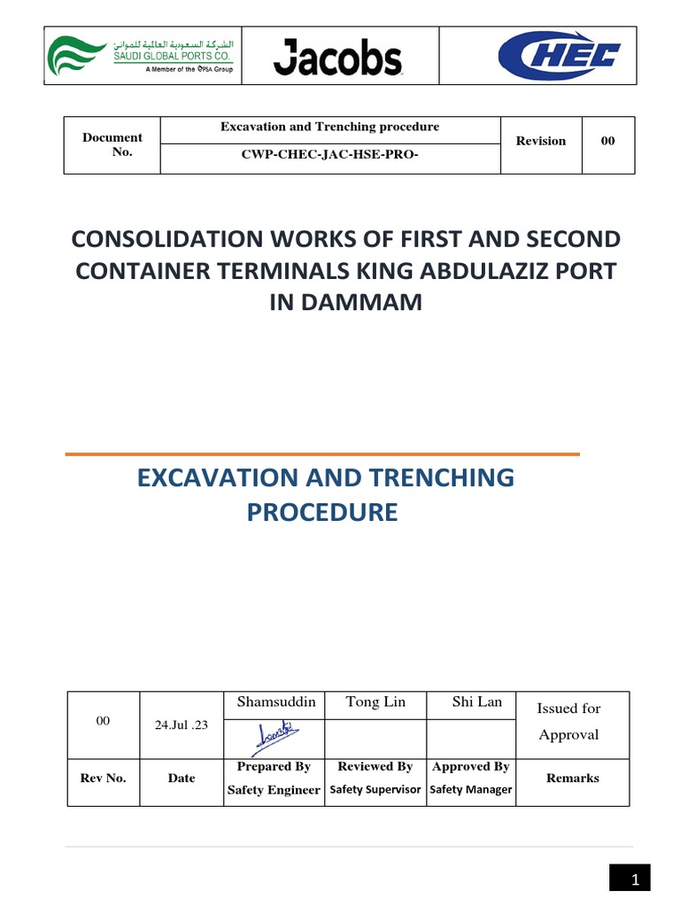 Excavation and Trenching Procedure. | PDF