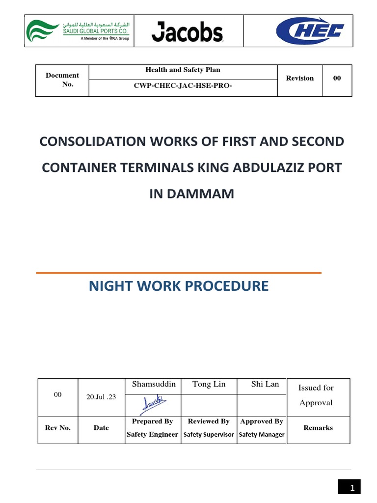 Night Work Procedure | PDF | Lighting | Occupational Safety And Health