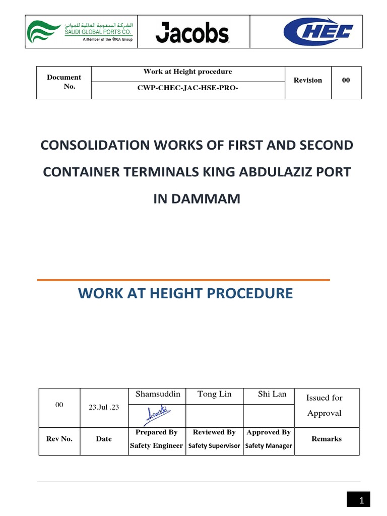 Work at Height Safety Procedure | PDF | Stairs | Personal Protective ...