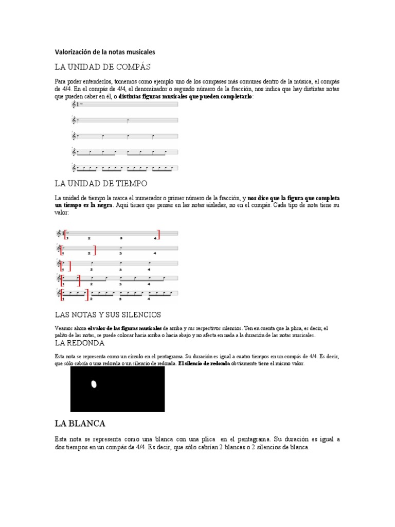 Valores de las Notas Musicales | PDF | Poesía