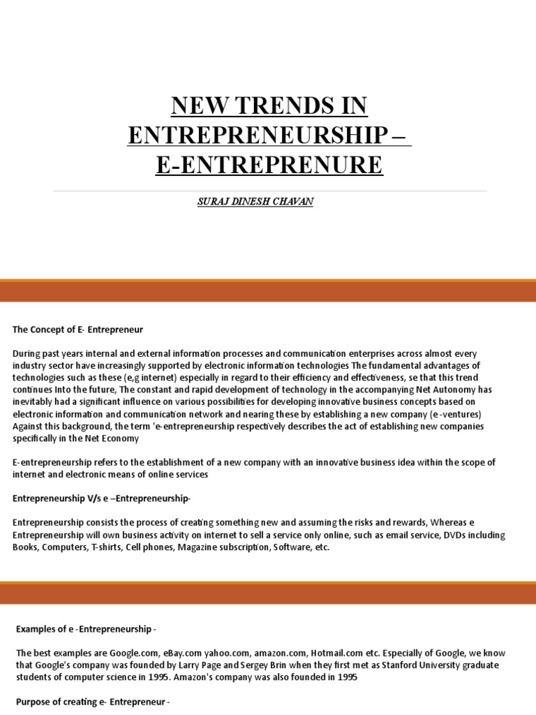NEW TRENDS IN ENTREPRENEURSHIP - E-ENTREPRENEUR | PDF ...