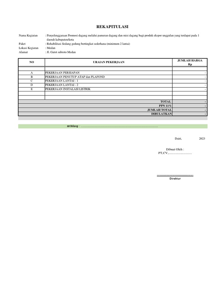 Form Rekapitulasi Rehab Prsu 2023 | PDF