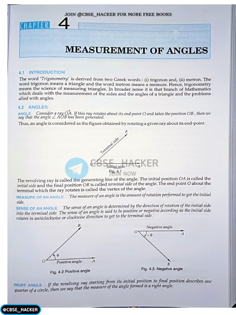 Chapter 4 Measurement of Angels (RD Sharma) @CBSE - HACKER | PDF
