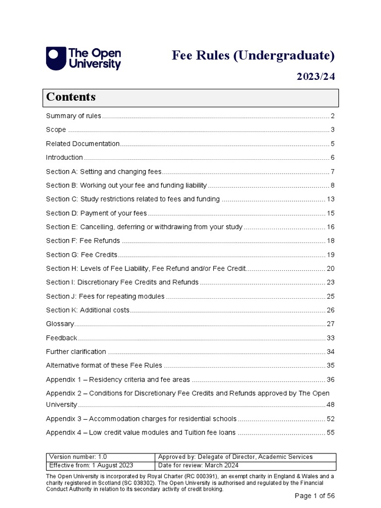 Fee-Rules-Ug-23-24 (MAR23 First Publish) | PDF | Fee | Credit