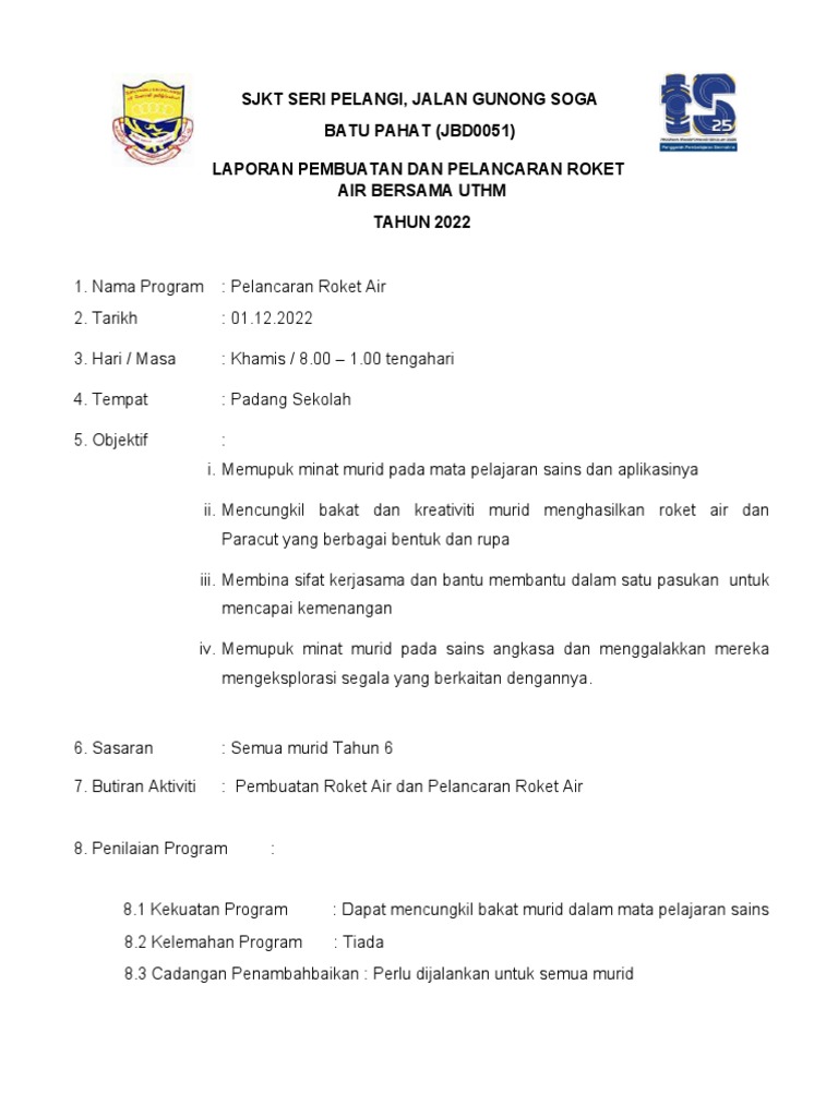 Laporan Pelancaran Roket Air 2022 | PDF