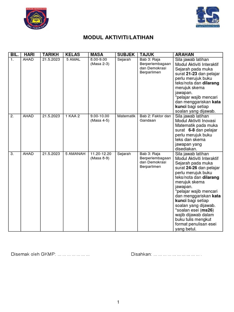 Modul Aktiviti Pelajar Minggu 10 | PDF