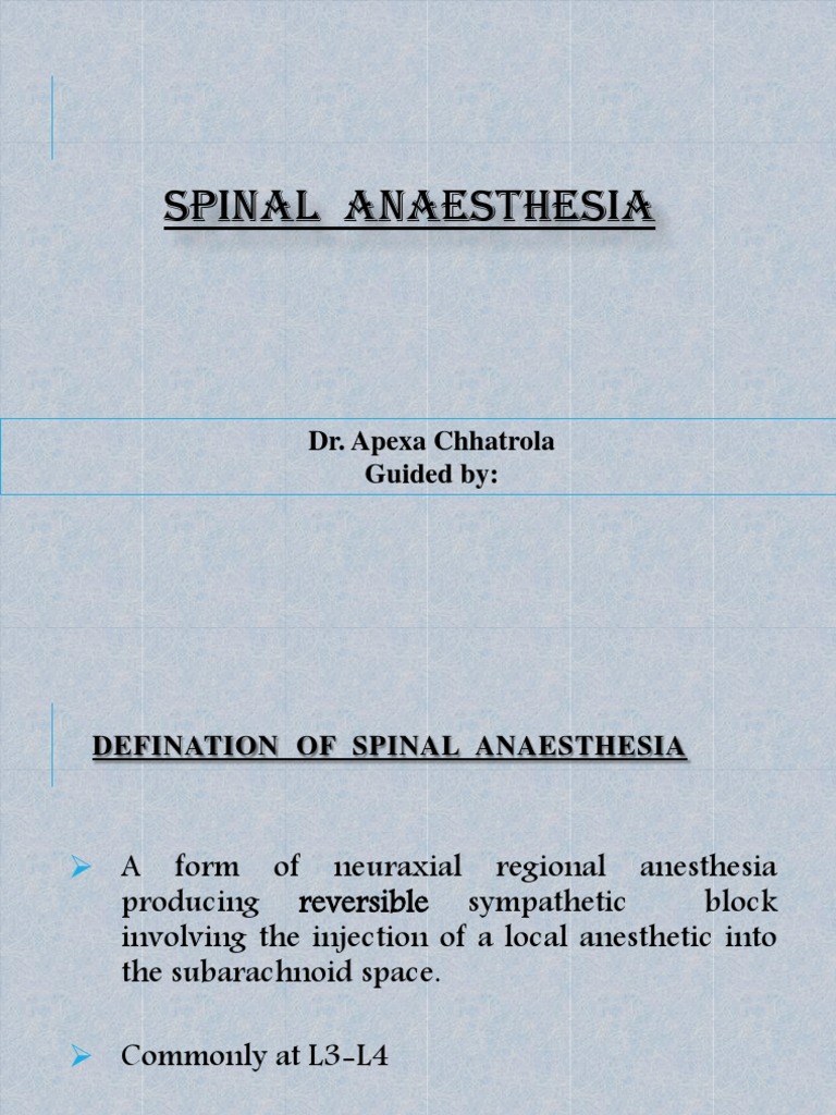 SPINAL Anaesthesia | PDF