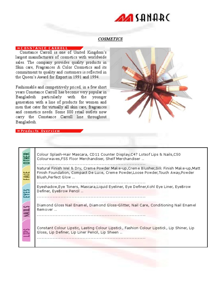 Constance Carroll Cosmetics Overview | PDF | Cosmetics | Toiletry