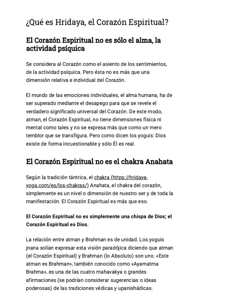 ¿Qué Es Hridaya, El Corazón Espiritual | PDF | Mente | Meditación
