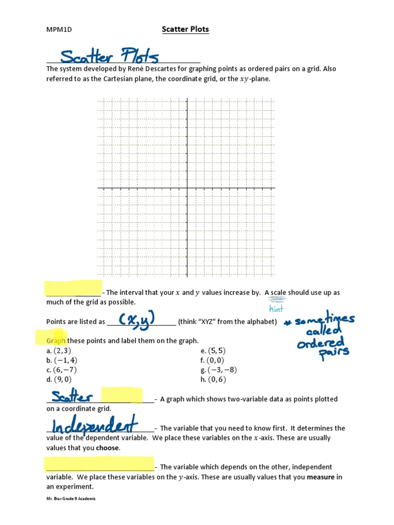 Unit 3 Activity 2-Scatter-Plots | PDF | Scatter Plot | Cartesian ...