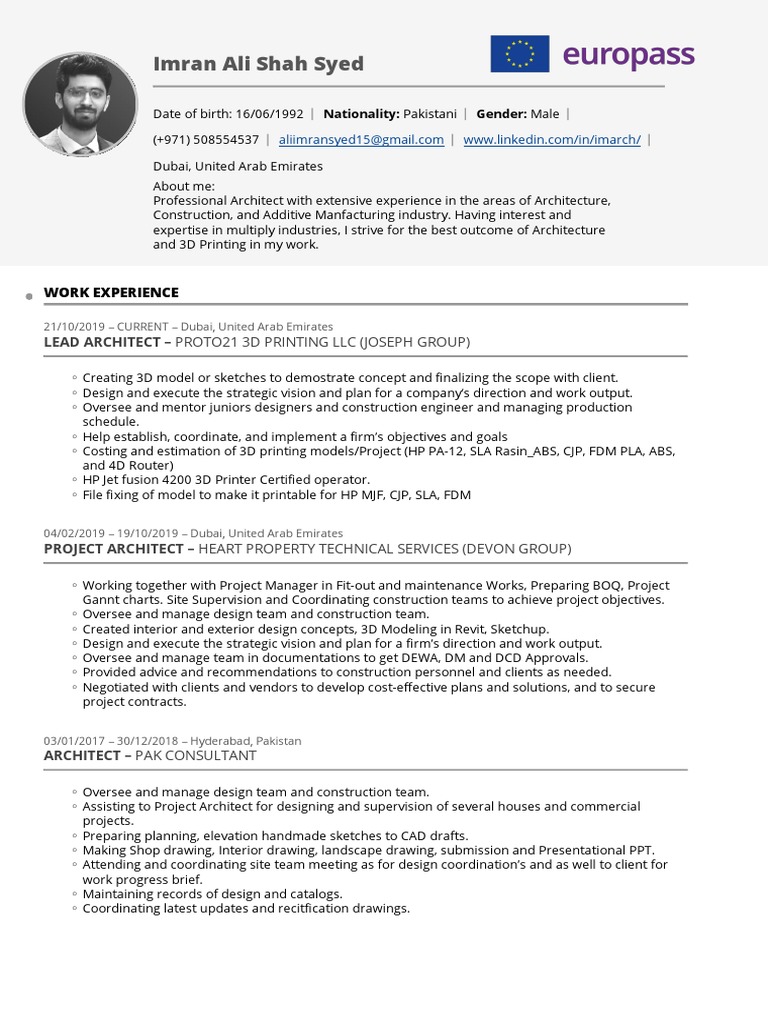 Architect Imran Resume | PDF | Art