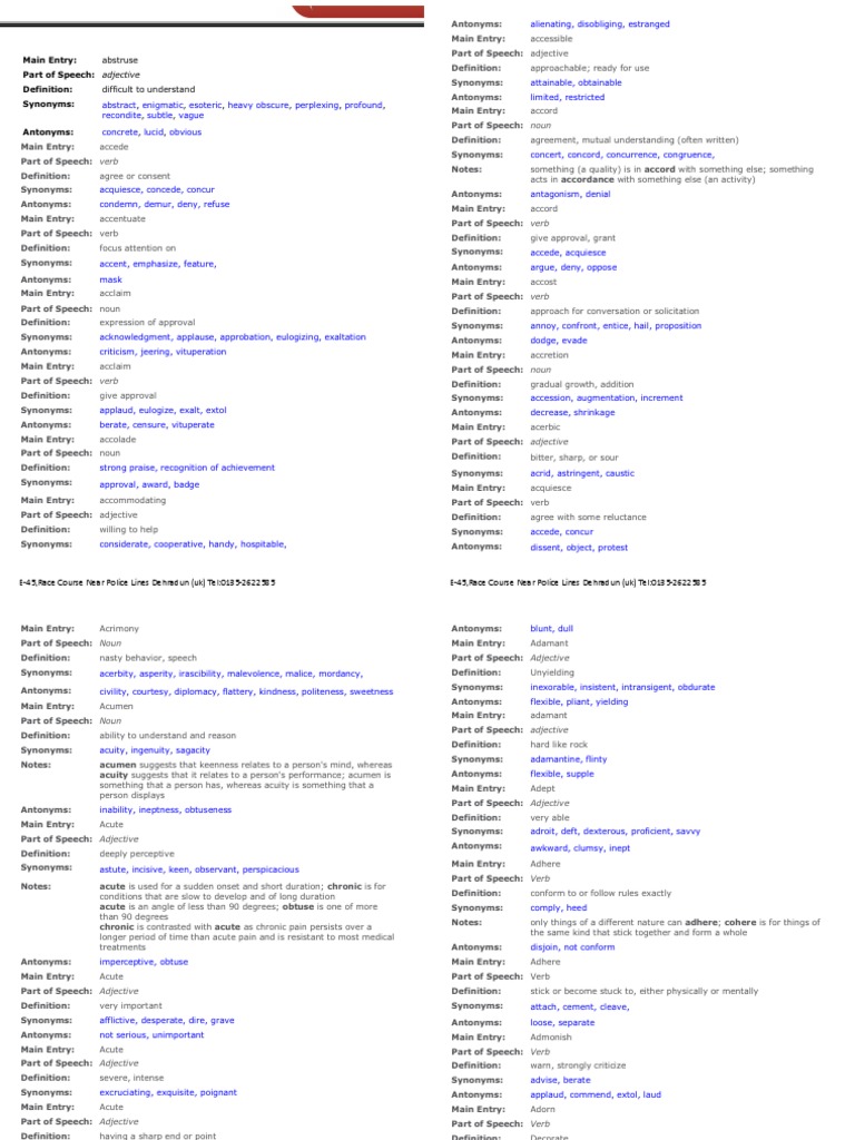GRE Antonyms | PDF | Part Of Speech | Adjective