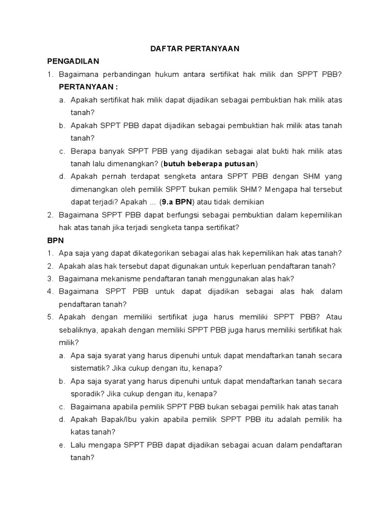 Daftar Pertanyaan Wawancara | PDF