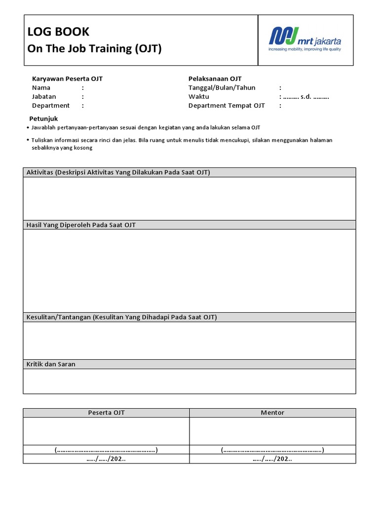 Logbook OJT | PDF