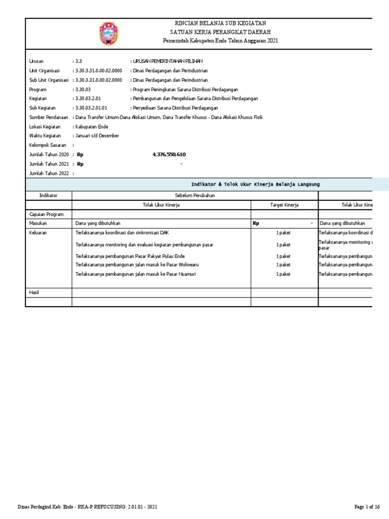 Contoh Format RKA Perubahan | PDF