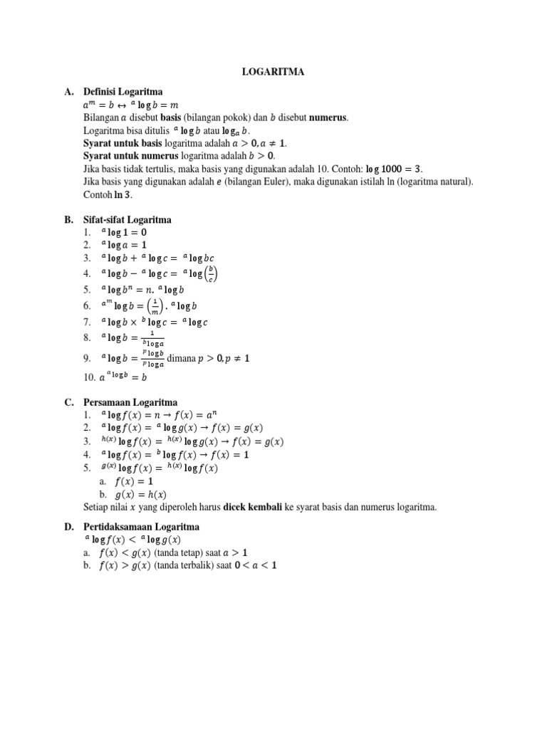 Konsep dan Latihan Logaritma | PDF