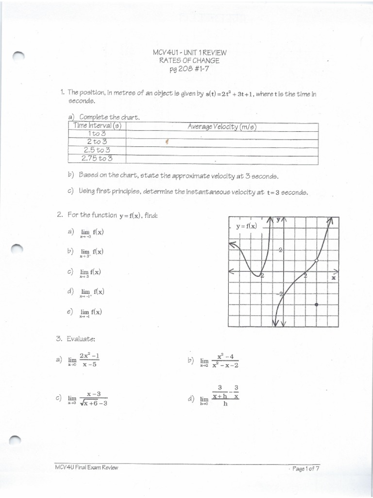 MCV - Final Review Worksheets | PDF