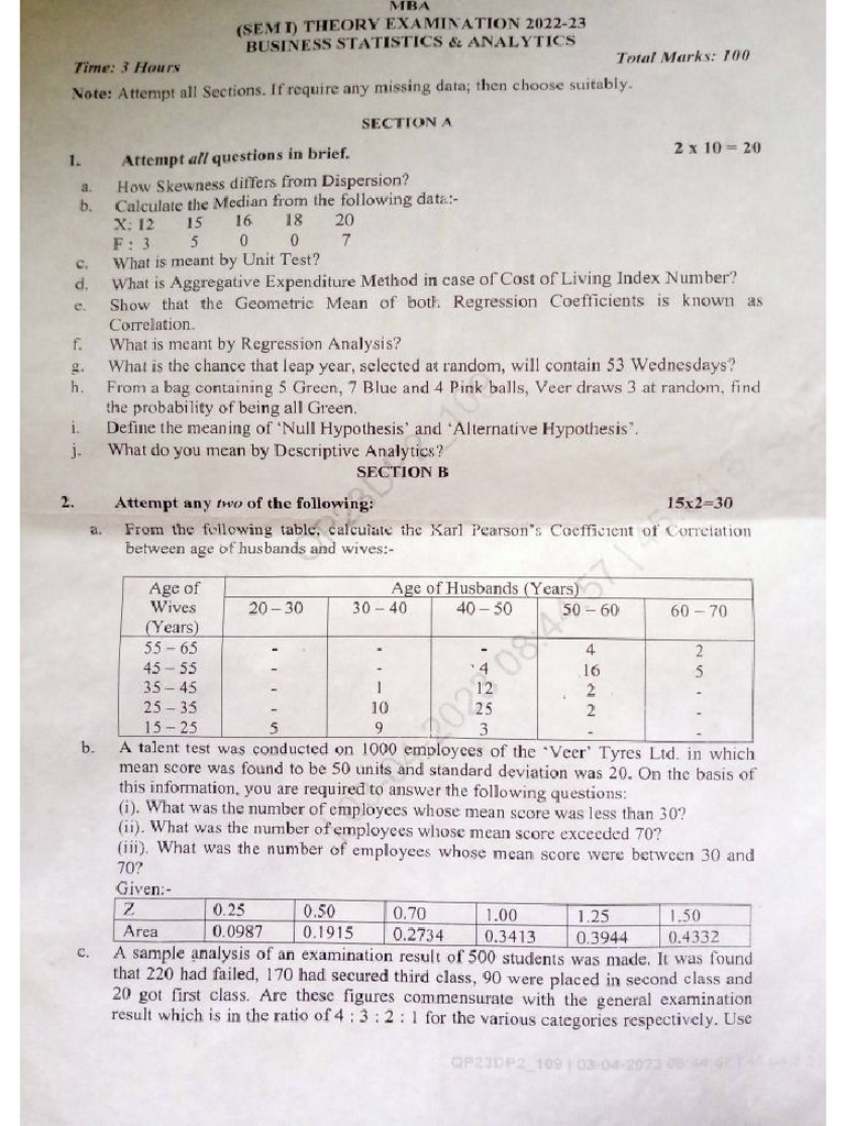 Business Statistics KMBN 104 | PDF