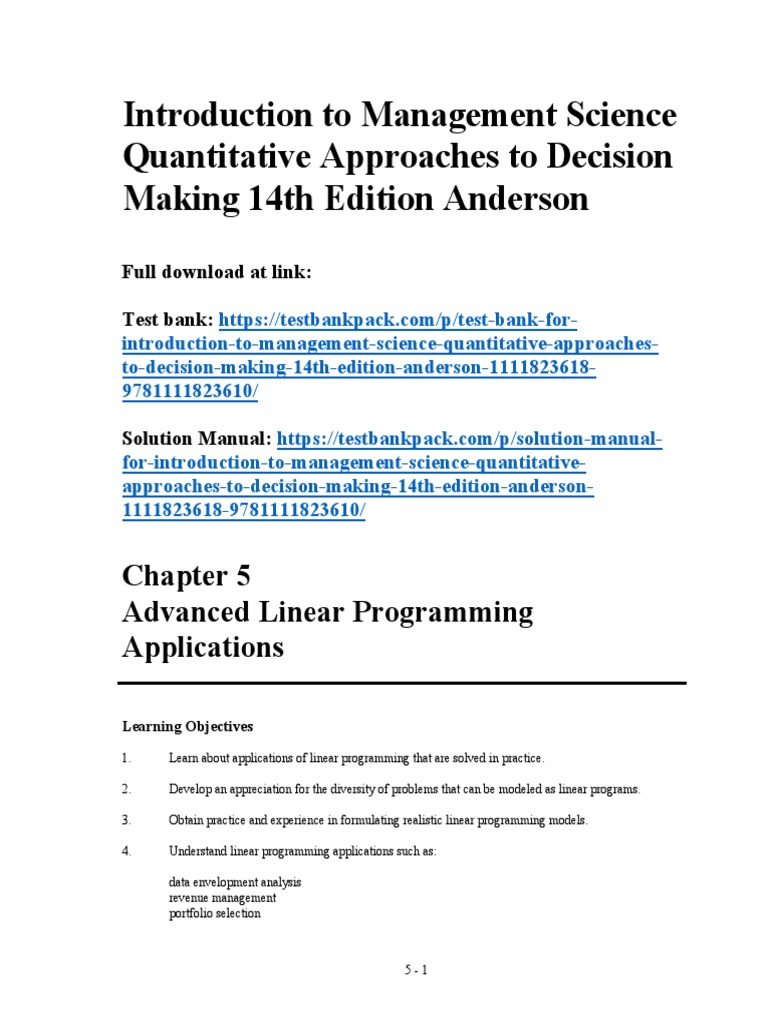 Introduction To Management Science Quantitative Approaches To Decision Making 14th Edition ...