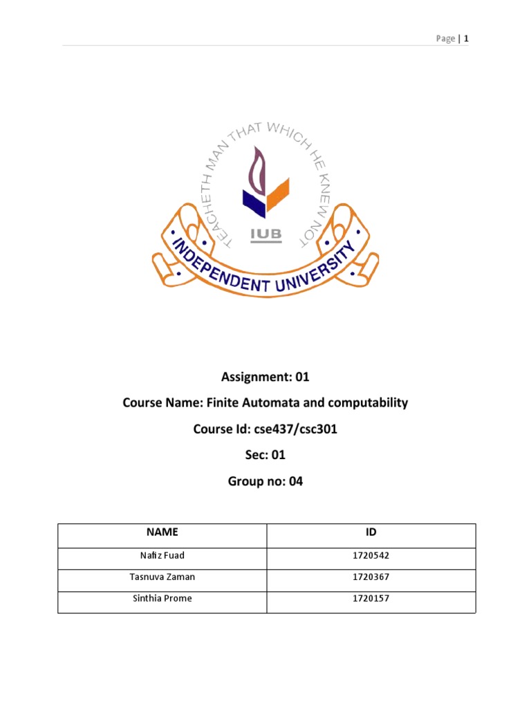 CSC 301 Assignment 01 | PDF | Theoretical Computer Science | Syntax CSC 301 Assignment 01 | PDF | Theoretical Computer Science | Syntax
