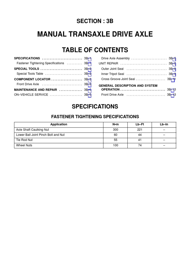 Manual Transaxle Drive Axle: Section: 3B | PDF | Axle | Manufactured Goods