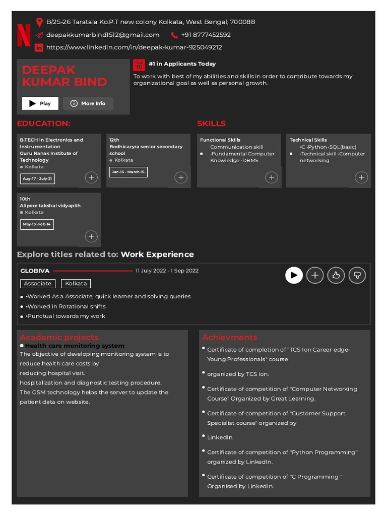 Deepak Kumar Resume 2023 N Pdf Computing