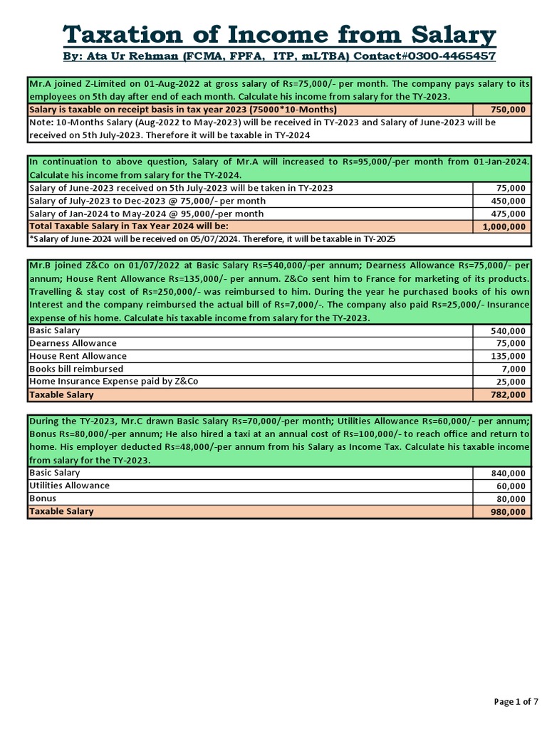 Salary Calculations and Taxation Guide | PDF | Taxes | Salary