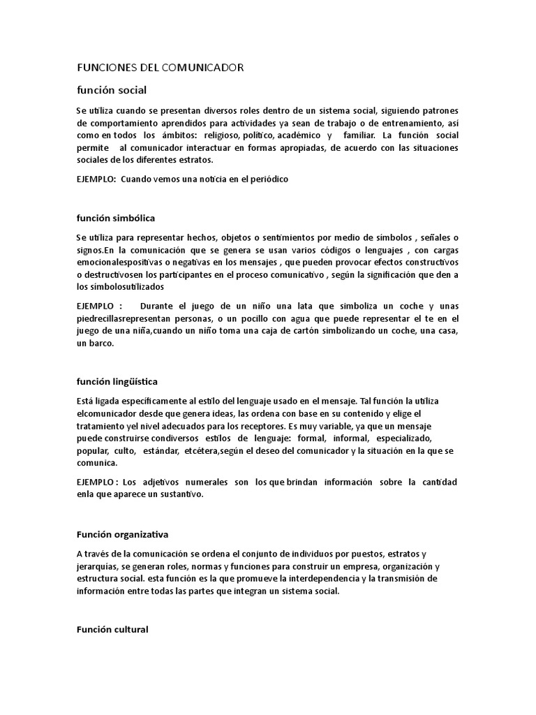 Funciones Del Comunicador | PDF