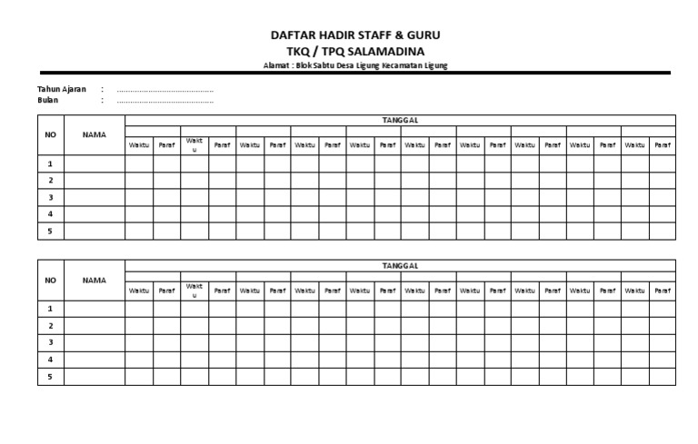 ABSENSI PENGAJARsystem Paraf | PDF
