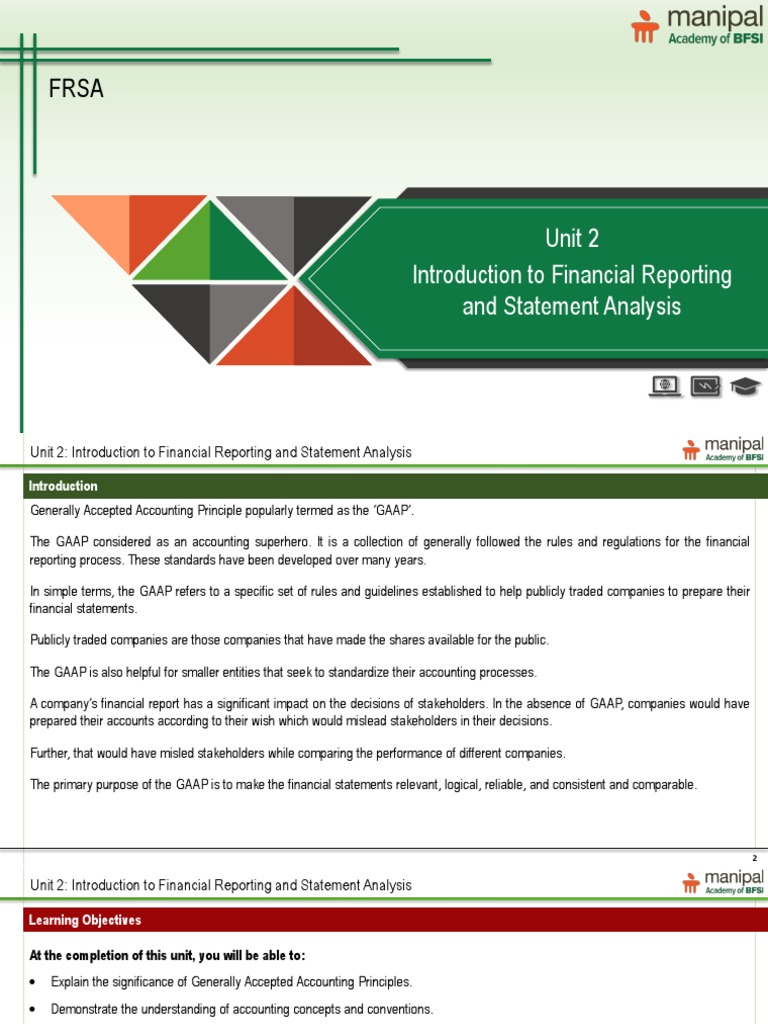FRSA - Unit 2 - Introduction To Financial Reporting and Statement ... FRSA - Unit 2 - Introduction To Financial Reporting and Statement ...