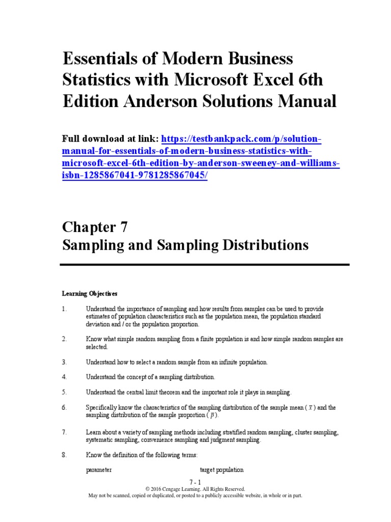Essentials of Modern Business Statistics With Microsoft Excel 6th ...