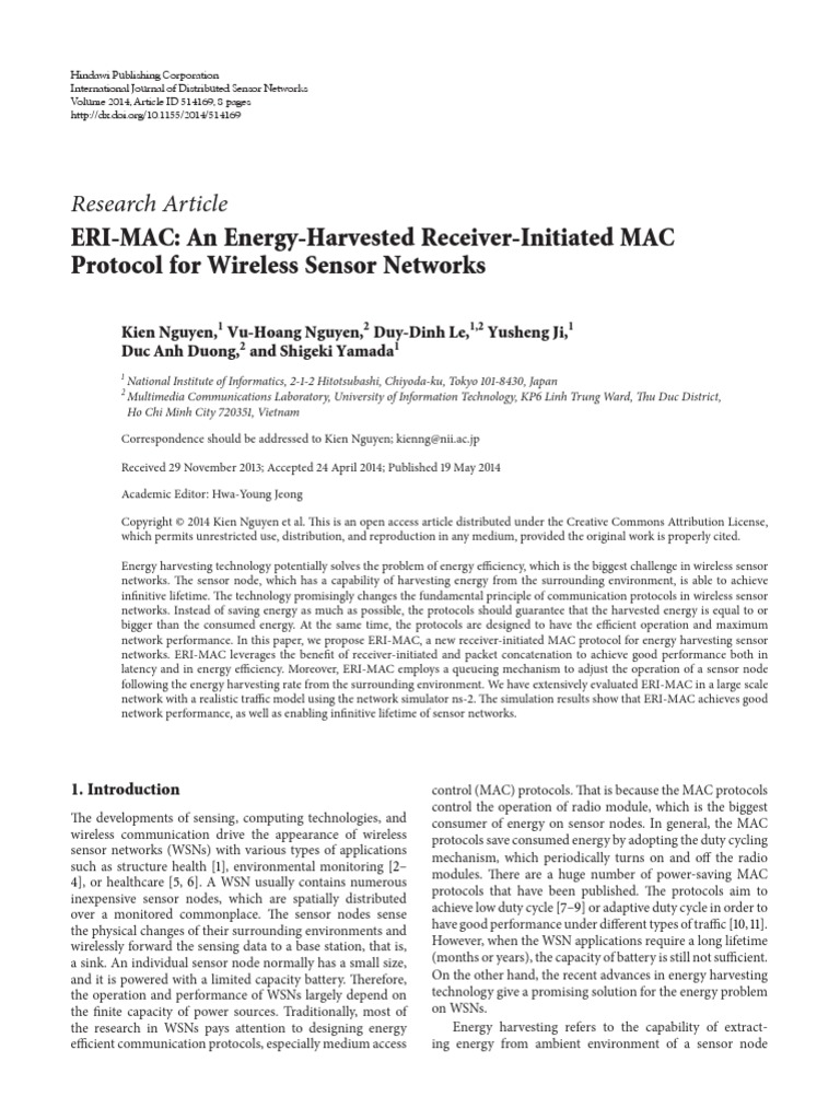 Eri Mac An Energy Harvested Receiver Initiated Mac Protocol For