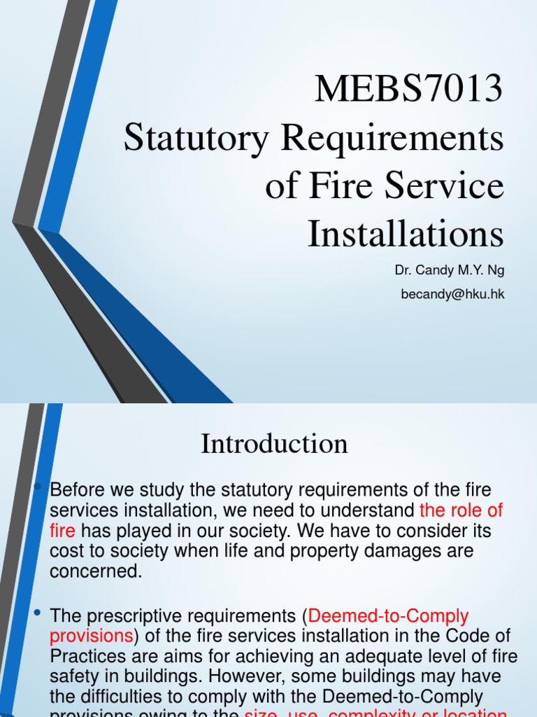 Session 01 - Statutory Requirements of Fire Service Installations | PDF ...