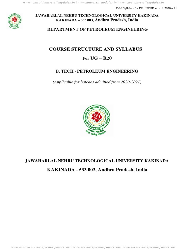 JNTUK B.tech R20 Petroleum CS & Syllabus | PDF | Corrosion | Electrochemistry