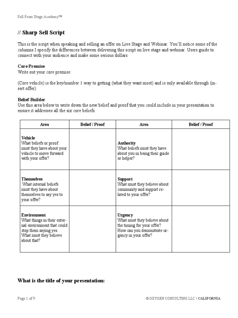 05-Sharp Sell Script Words Version | PDF | Business | Self-Improvement