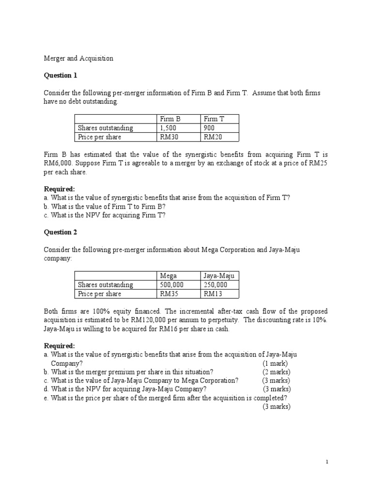 Ex - 5 - Merger and Acquisition | PDF | Mergers And Acquisitions ...