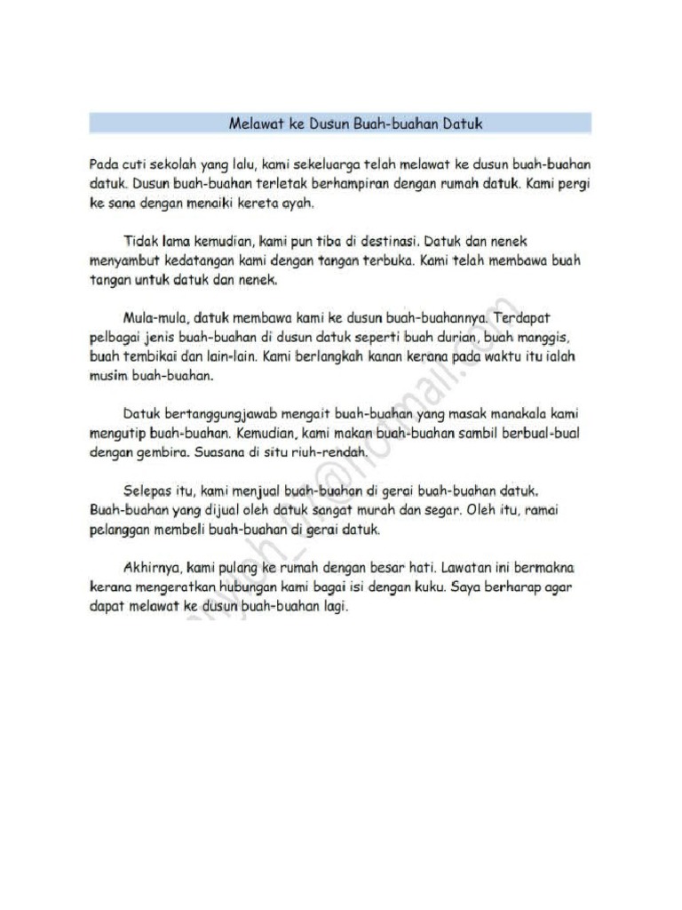 Melawat Ke Dusun Buah-Buahan Datuk | PDF