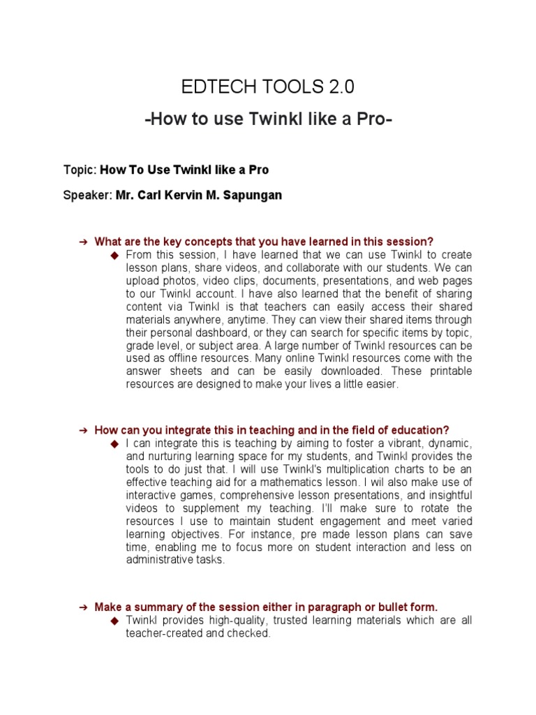 How To Use Twinkl Like A Pro | PDF
