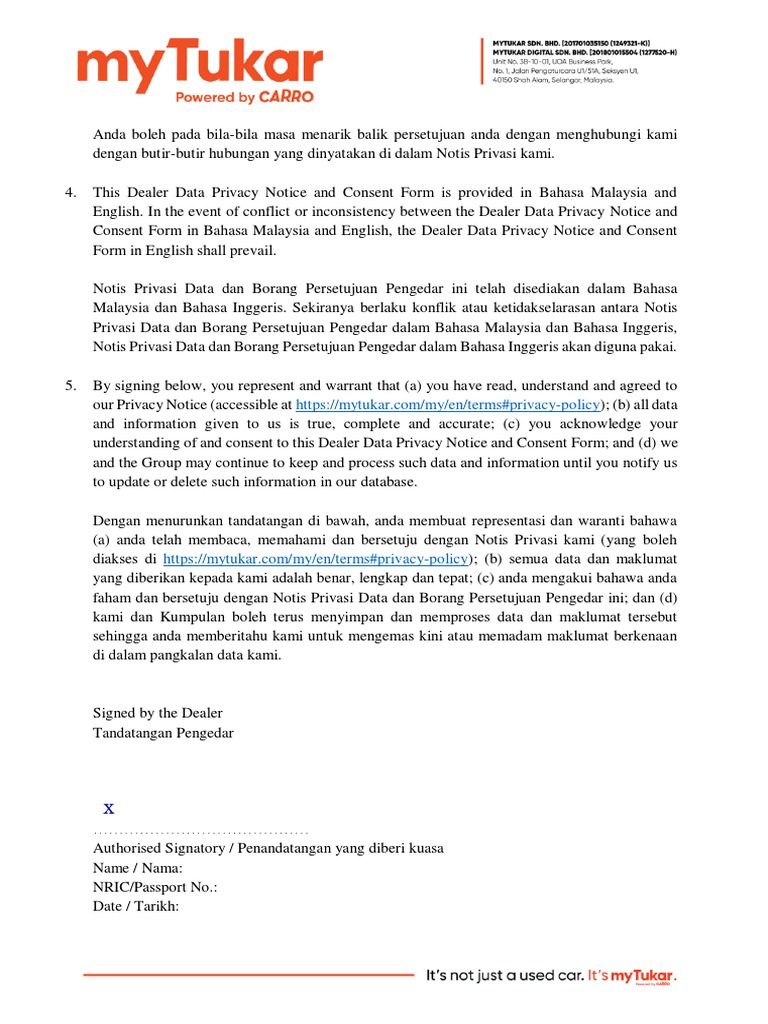 Dealer Data Privacy Notice and Consern | PDF