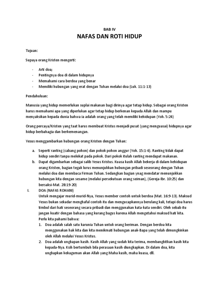 BAB IV Nafas Dan Roti Hidup (Doa Dan Firman Tuhan) | PDF
