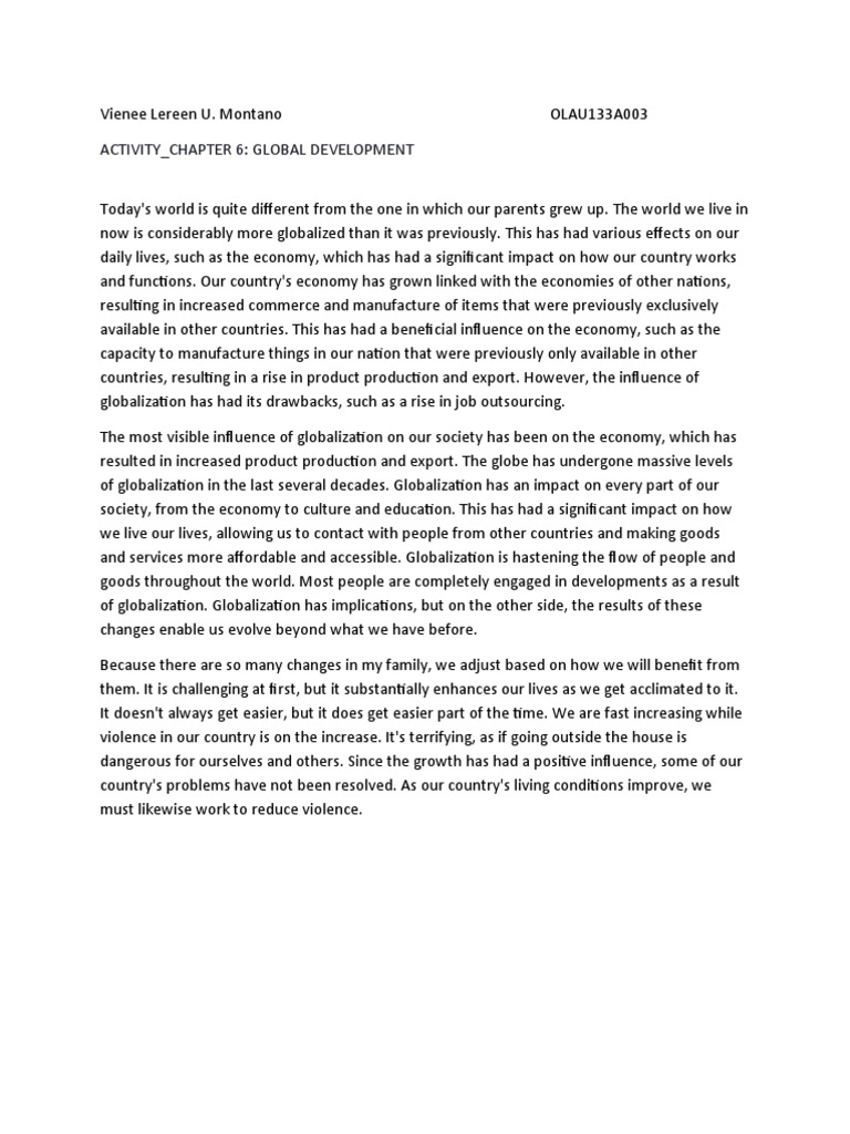 ACTIVITY-CHAPTER 6 GLOBAL DEVELOPMENT | PDF
