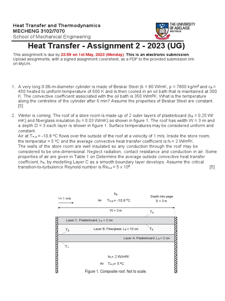 HT Assignment 2 Questions (2023) UG-updated-1 | PDF | Heat Transfer | Thermal Conduction