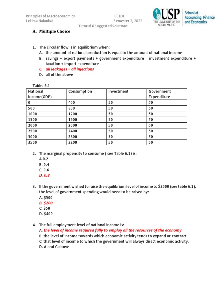 Tutorial 6 Suggested Solutions | PDF | Consumption (Economics ... Tutorial 6 Suggested Solutions | PDF | Consumption (Economics ...