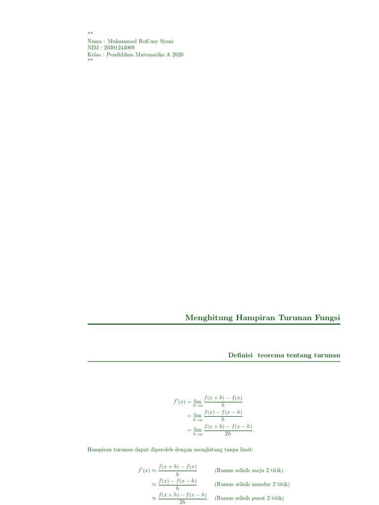 Turunan - 20301244009 - Muhammad Rofi'usy Syani | PDF