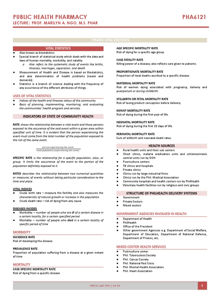 5 - Vital Statistics | Download Free PDF | Infection | Mortality Rate