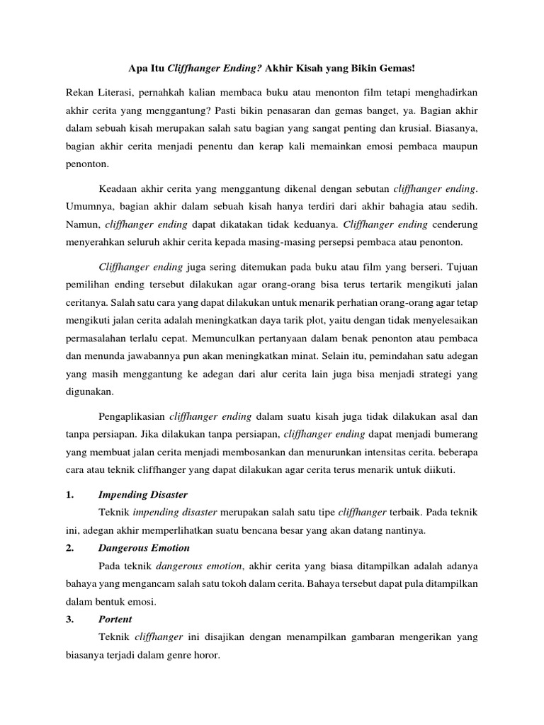 Apa Itu Cliffhanger Ending | PDF