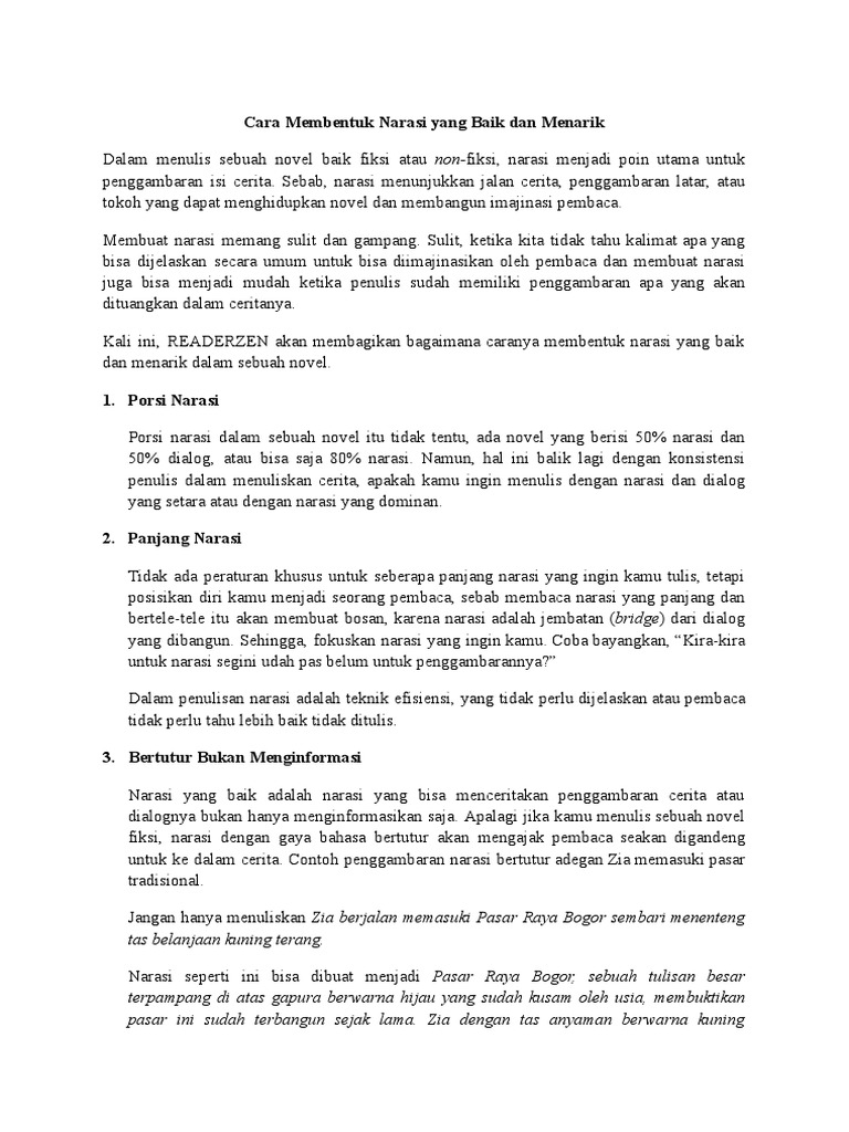 Cara Membentuk Narasi Yang Baik Dan Menarik | PDF Cara Membentuk Narasi Yang Baik Dan Menarik | PDF